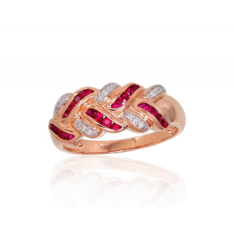 Gold ring 1100905(Au-R+PRh-W)_DI+RB, Red Gold 585°, Rhodium (Plating ...